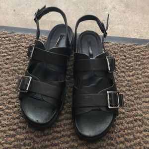 Forever 21 | Shoes | Black Strap Platform Sandals | Poshmark